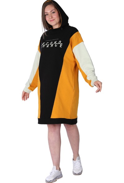 Whitney Jeans Kadın Siyah Elbise Modeli Battal Boy