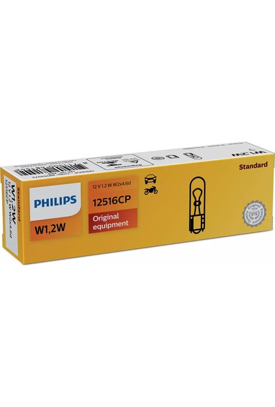 Philips 12V Ampul W1.2W Küçük Dipsiz 1.2W - 12516CP / 10 Adet Philips 12V Ampul W1.2W Küçük Dipsiz 1.2W - 12516CP / 10 Adet