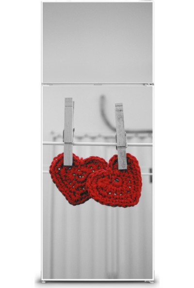 Ender Mandalla Asılmış Örgü Kalpler Buzdolabı Sticker