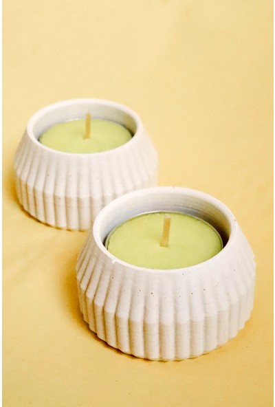 Riva Sanat Round Beton Tealight Mumluk 2'li Riva Sanat Round Beton Tealight Mumluk 2'li