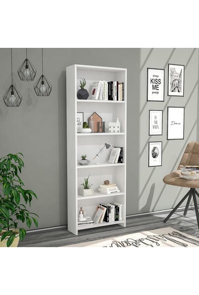 Hepsi Home 5 Raflı Kitaplık - Beyaz