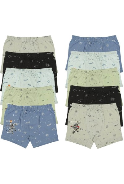 Donella 10'lu Astronot Baskılı Erkek Çocuk Boxer - 751009AJ