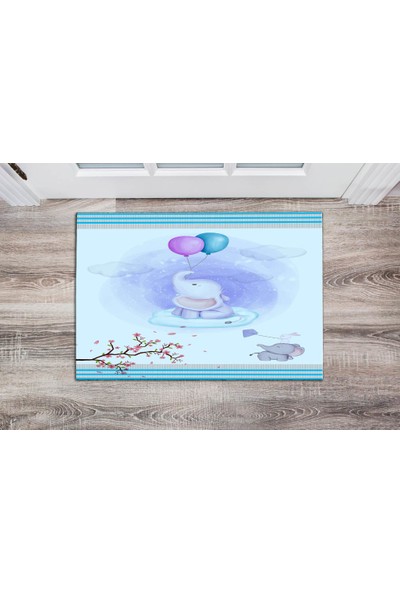 Kiparis Mavi Fil Çocuk Odası Kapı Paspası