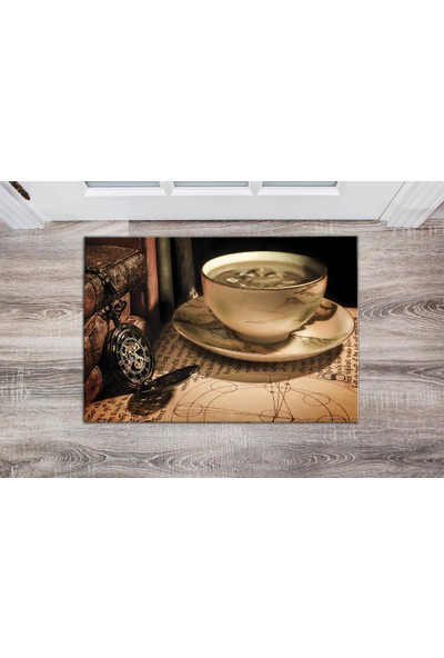 Kiparis Kahve ve Saat Kaymaz Taban Paspas, 0129 Kiparis Kahve ve Saat Kaymaz Taban Paspas, 0129