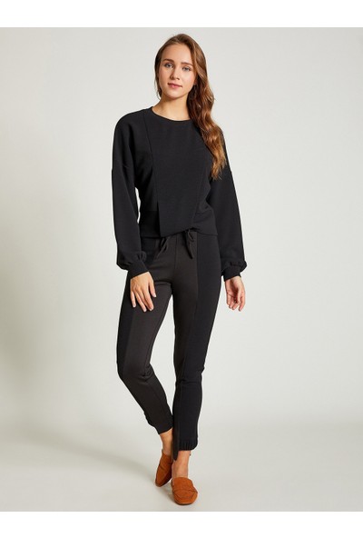 Vkm Beli ve Paçası Lastikli Örme Pantolon