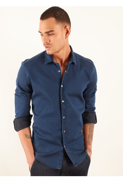 Tricko 2121 Gömlek, Sade, Likralı, Kot Kumaş Tricko 2121 Gömlek, Sade, Likralı, Kot Kumaş