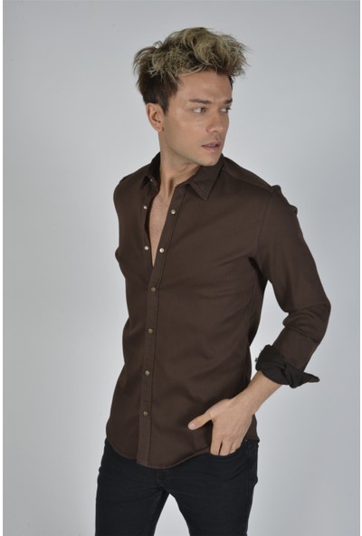 Tricko 2337 Gömlek, Likralı, Sade, Kot Kumaş Tricko 2337 Gömlek, Likralı, Sade, Kot Kumaş