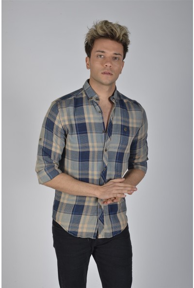 Tricko 2306 Gömlek, Ekose Desenli,örme, Indigo Kumaş Tricko 2306 Gömlek, Ekose Desenli,örme, Indigo Kumaş