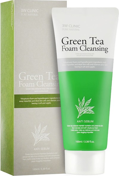 3W Clinic Organik Saf Yeşil Çay Özü, Siyah Nokta ve Akneler Için Anti Sebum Temizleyici Köpük 3W Clinic Organik Saf Yeşil Çay Özü, Siyah Nokta ve Akneler Için Anti Sebum Temizleyici Köpük