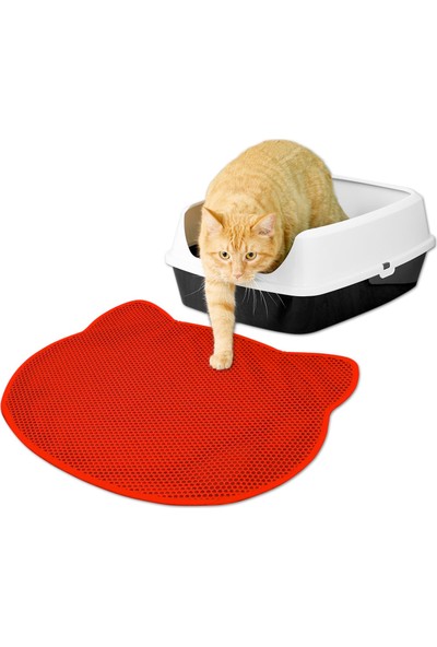 Petfan Çift Katmanlı Kedi Kumu Paspası (Kafa Şekilli) Kırmızı Petfan Çift Katmanlı Kedi Kumu Paspası (Kafa Şekilli) Kırmızı