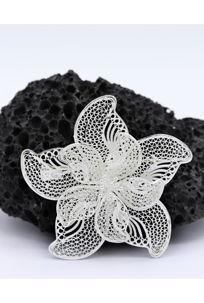 Akyüz Gümüş Deniz Yıldızı Işlemeli Telkari Gümüş Broş 130