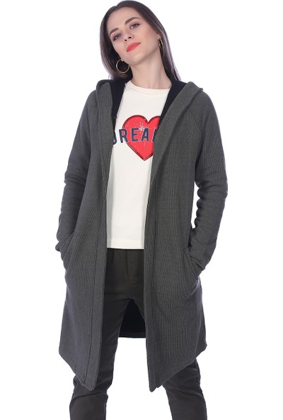 Whitney Jeans Kadın Uzun Hırka Modeli Gri