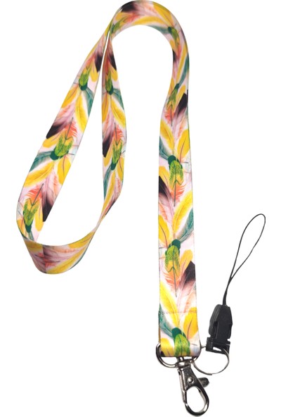 Stormistoretr Renkli Tüy Desenli Boyun Ipi ve Telefon Askısı Stormistoretr Renkli Tüy Desenli Boyun Ipi ve Telefon Askısı