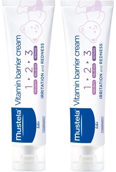 Mustela Vitamin Barrier Cream 1.2.3 Pişik Kremi 100 ml 2 Adet Mustela Vitamin Barrier Cream 1.2.3 Pişik Kremi 100 ml 2 Adet
