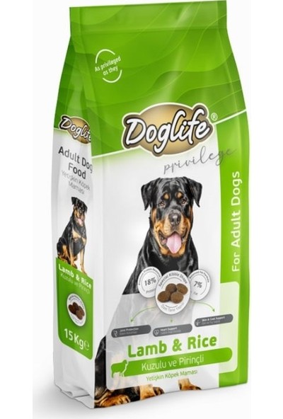 Doglife Kuzu Etli Pirinçli Yetişkin Köpek Maması 15 kg