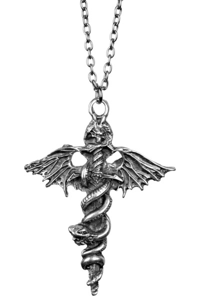 Bu Farklı Kılıç Yarasa Yılan Gümüş Kaplama 60 cm Zincir Erkek Kadın Kolye