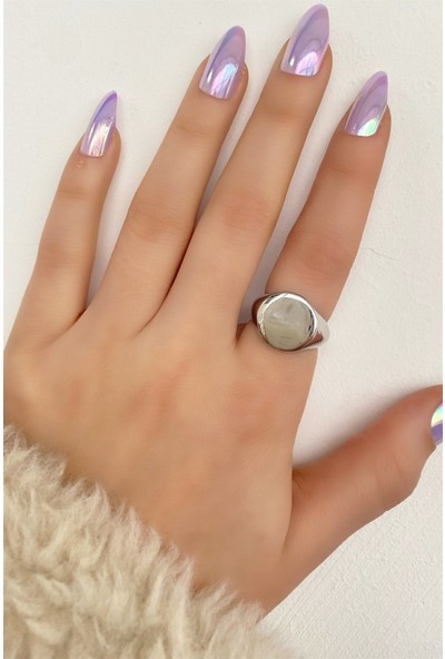 X-lady Accessories Kadın Gümüş Renk Ayarlanabilir Yuvarlak Şövalye Yüzük