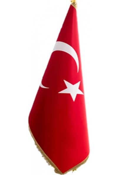 Albayrak Makam Bayrağı Saten Kumaş Simli Saçaklı 100 x 150 cm