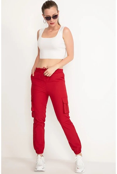 Gross Kadın Kargo Cep Pantolon - Bordo