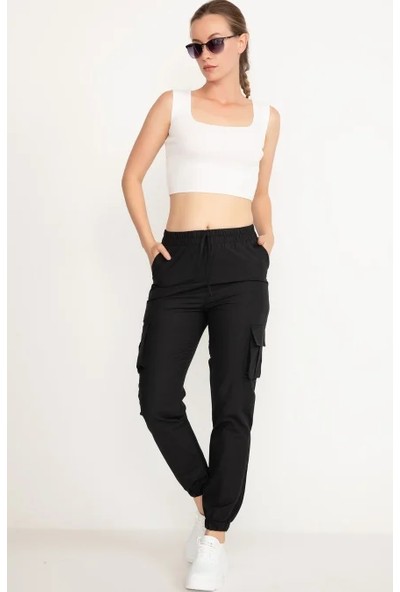 Gross Kadın Kargo Cep Pantolon - Siyah