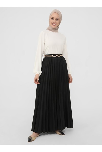 Piliseli Etek - Siyah - Refka Casual