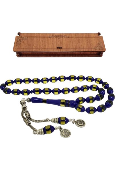 Ahşap Kutulu Toz Kehribar Tesbih Ahşap Kutulu Toz Kehribar Tesbih