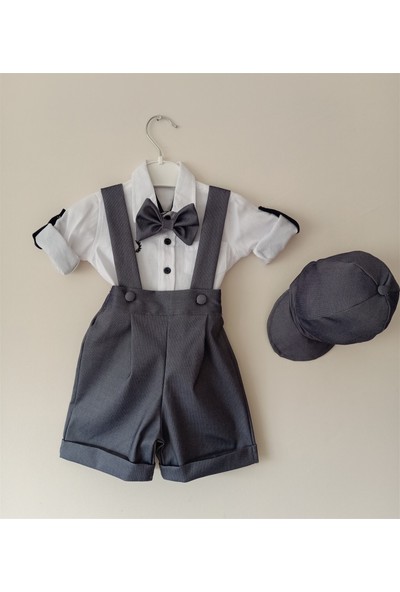 Momsandbabies Erkek Bebek-Çocuk Lacivert Şort Salopet Pantolon Takım