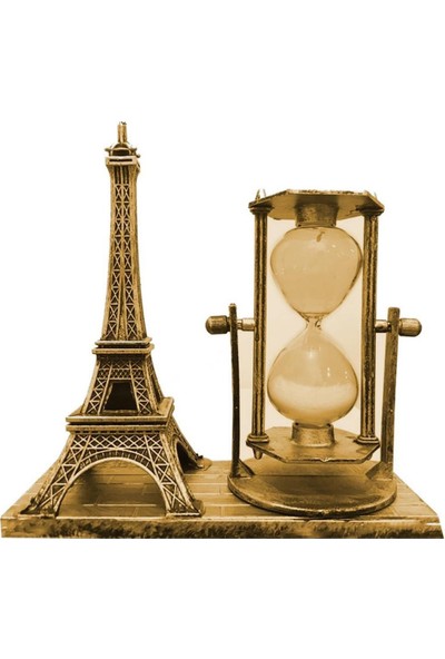 İstoc Toptan Dekoratif Eyfel Kulesi Biblosu Hediyelik Kum Saati, Gold