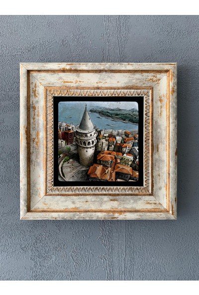 Oscar Stone Decor Çerçeveli Taş Duvar Dekoru 20 x 20 cm CDD-40-038