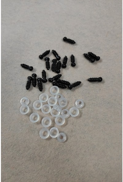 Platin Hediyelik 50 Adet 5mm Amigurumi Bebek Siyah Vidalı Göz