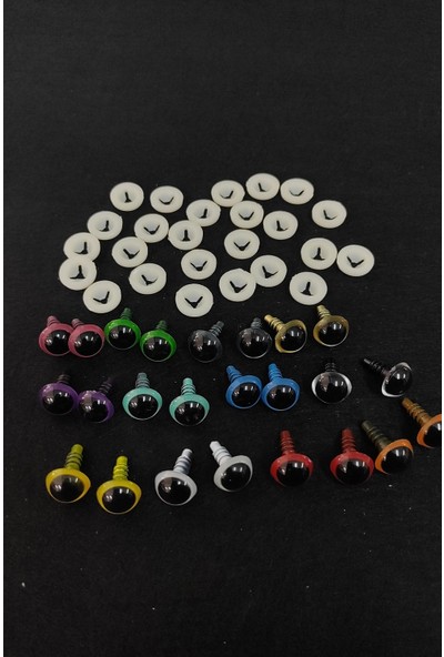 Platin Hediyelik 24 Adet 12 mm Karışık Renkli Amigurumi Vidalı Göz