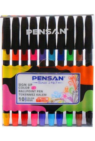 Pensan Sing Up 1 mm Renkli Tükenmez Kalem Seti 10'lu Pensan Sing Up 1 mm Renkli Tükenmez Kalem Seti 10'lu