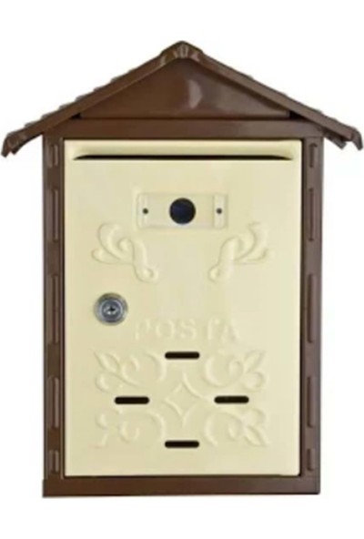 Çatılı Desenli Posta Kutusu Kahve Krem
