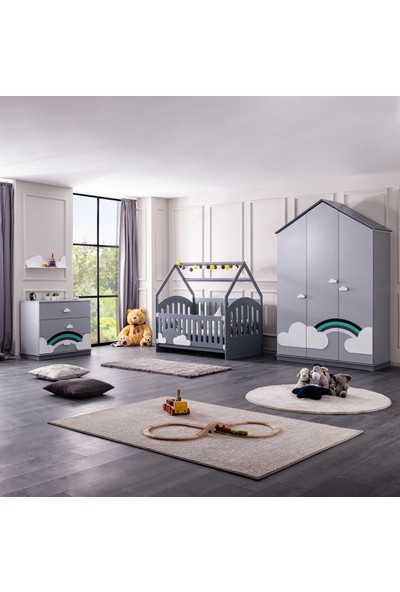 Setay Montessori Çocuk Odası, Bulut Montessori Bebek Odası Takımı (Beşik + Dolap + Şifonyer) Setay Montessori Çocuk Odası, Bulut Montessori Bebek Odası Takımı (Beşik + Dolap + Şifonyer)