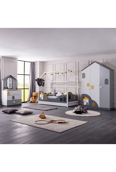 Setay Montessori Çocuk Odası, Dolce Yavrulu Montessori Çocuk Odası Takımı (Yavrulu Karyola + Dolap + Şifonyer)