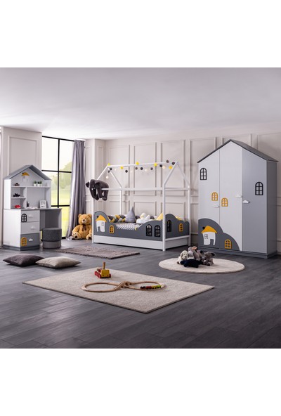 Setay Montessori Çocuk Odası, Dolce Yavrulu Montessori Çocuk Odası Takımı (Yavrulu Karyola + Dolap + Masa)