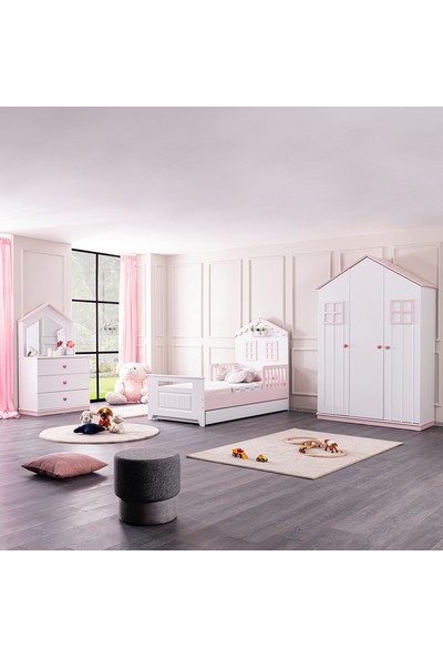 Setay Montessori Çocuk Odası, Casa Yavrulu Montessori Çocuk Odası Takımı (Yavrulu Karyola + Dolap + Şifonyer)