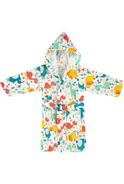 Lunanino Müslin Bebek Çocuk Bornoz Dinozor