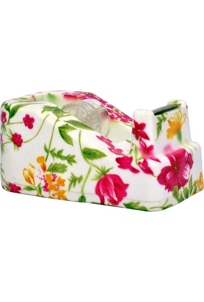 Slm Desenli Bant Kesme Makinesi Mavi Kırmızı Çiçekli