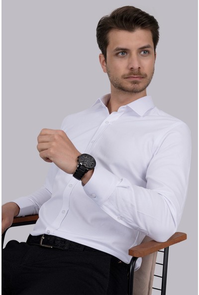 Etikmen Sedef Düğmeli Beyaz Slimfit Gömlek Etikmen Sedef Düğmeli Beyaz Slimfit Gömlek