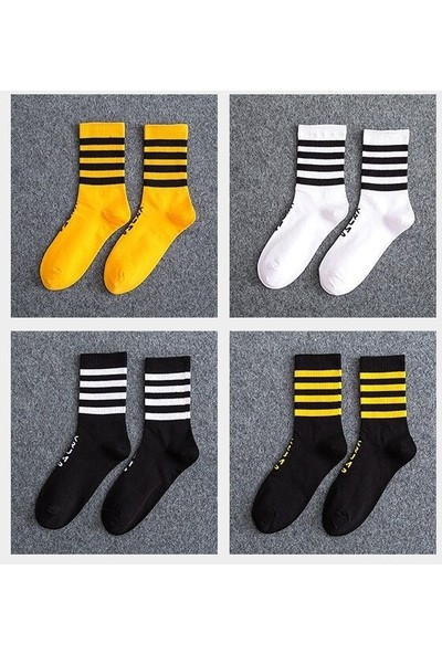 Bgk Unisex 4'li Çizgili Tenis Model Çorap (Extra Soft)