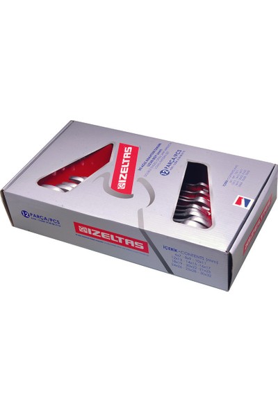 Izeltaş - 0130002108 - 8'li Çatal Iki Ağız Anahtar Takımı Uzun Boy