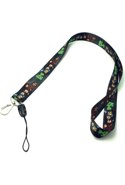 Gokmentoy Avengers Siyah Fon Boyun Ipi ve Yaka Kartı Askılığı & Telefon Askılığı