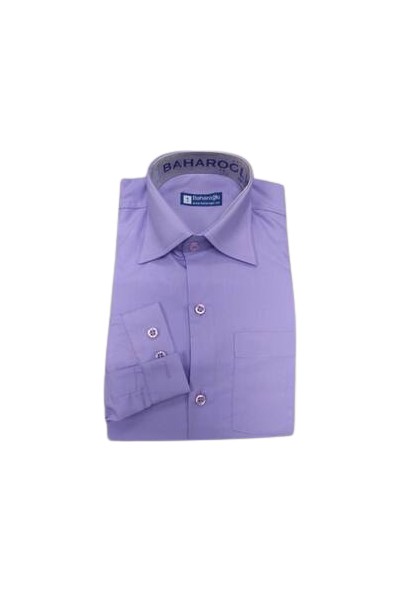Baharoğlu Erkek Çocuk Standart Kalıp Terletmez Kumaş Lila Gömlek