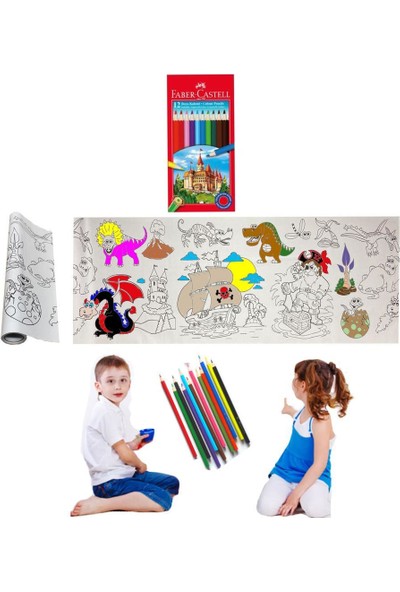 Faber-Castell Yapışkanlı Resim Kağıdı + Kuru Boya 12 Renk