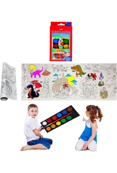 Faber-Castell Yapışkanlı Resim Kağıdı + Sulu Boya 12 Renk