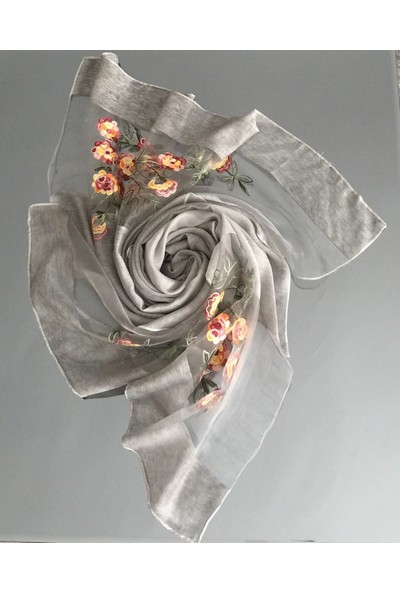 Hülya Aksesuar Ithal Nakış Baskılı Organze Şal