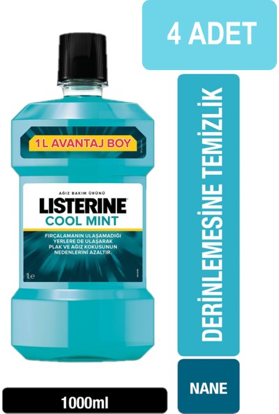 Listerine Cool Mint 1000 ml 4 Adet Listerine Cool Mint 1000 ml 4 Adet