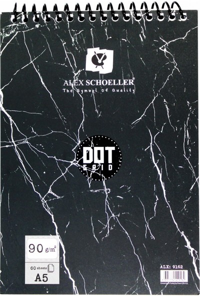 Alex Schoeller Dot Grid Noktalı 90 gr A5 Spiralli Resim Blok Alx.91