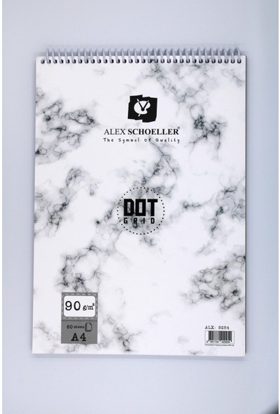 Alex Schoeller Dot Grid Noktalı 90 gr A4 Spiralli Resim Blok Alx.92